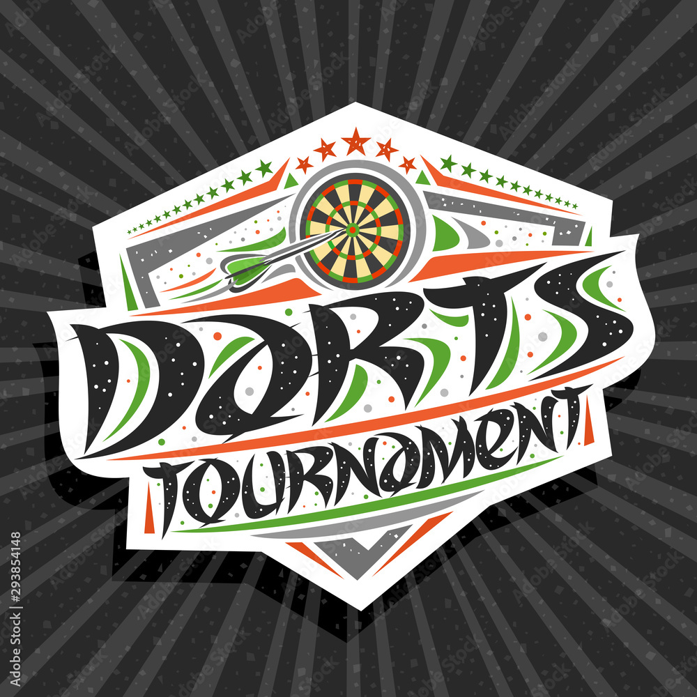 Vector logo for Darts Tournament, modern signage with arrow thrown in ...