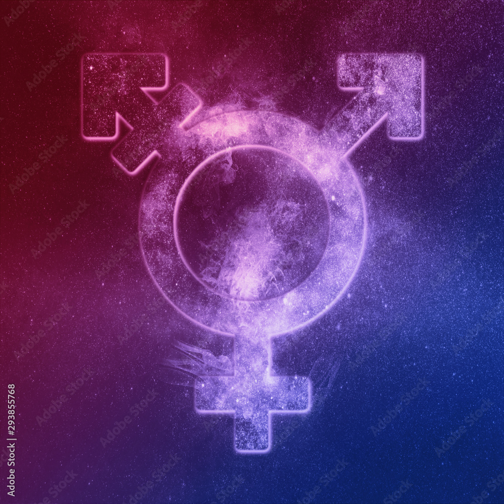 Transgender symbol Red Blue. Trans gender sign. Abstract night sky ...