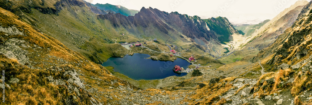 Balea lake Transfagarasan, Fagaras mountains, Sibiu. Aerial view Stock ...