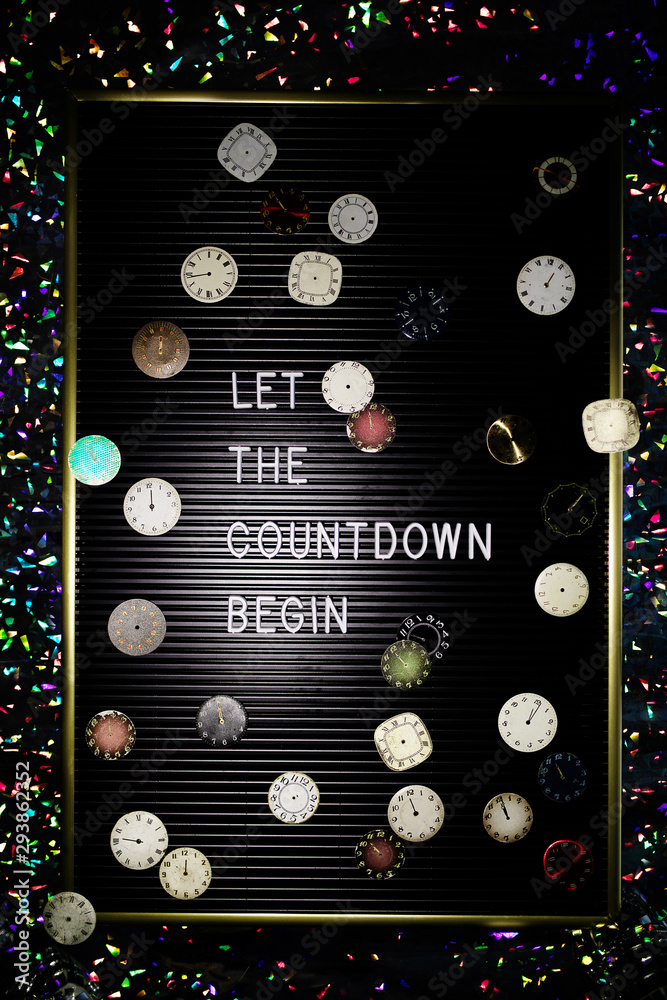 MEssage Let the countdown begin in harsh light with colorful glowing ...