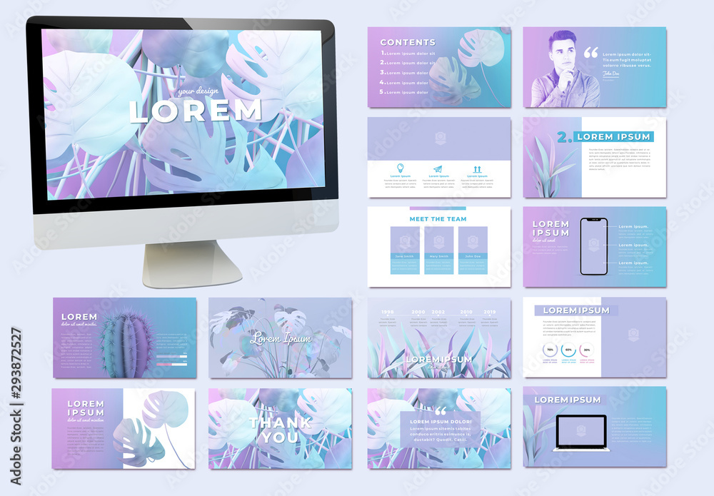 Pastel Presentation Layout with Plant Images Stock Template | Adobe Stock