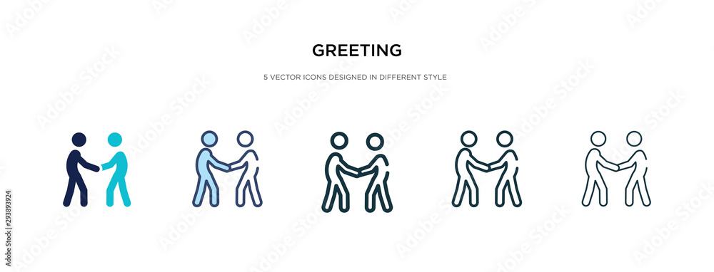greeting icon in different style vector illustration. two colored and ...