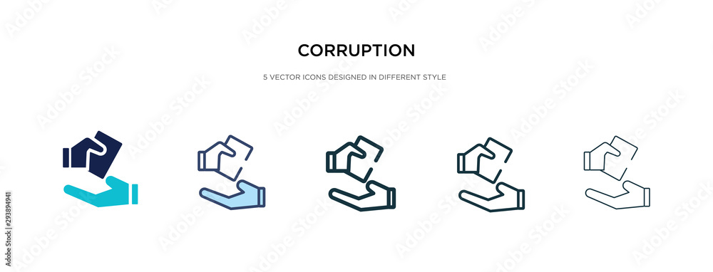 corruption icon in different style vector illustration. two colored and ...