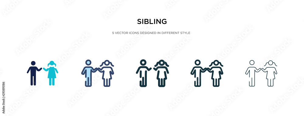 sibling icon in different style vector illustration. two colored and ...