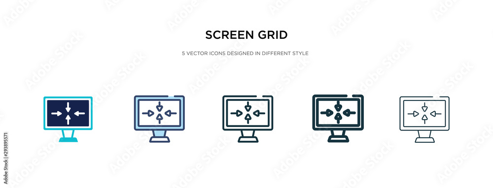 screen grid icon in different style vector illustration. two colored ...