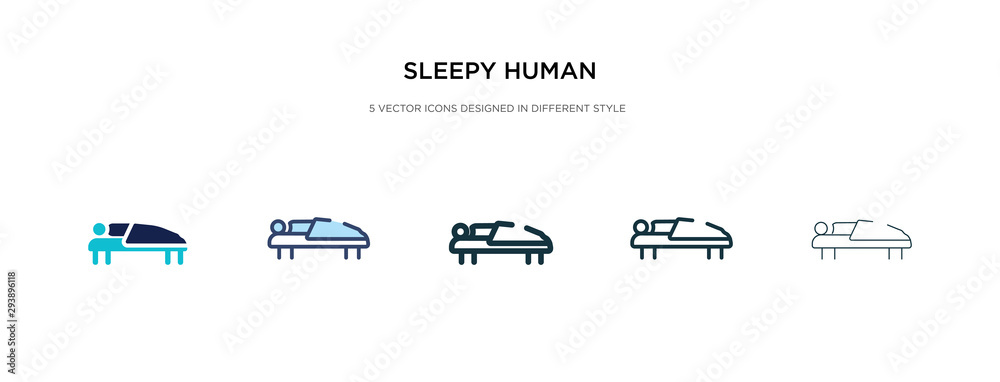 sleepy human icon in different style vector illustration. two colored ...