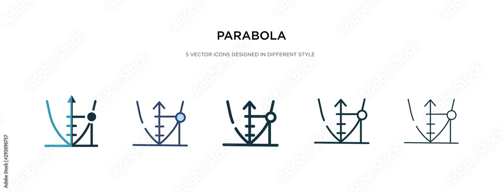 parabola icon in different style vector illustration. two colored and ...