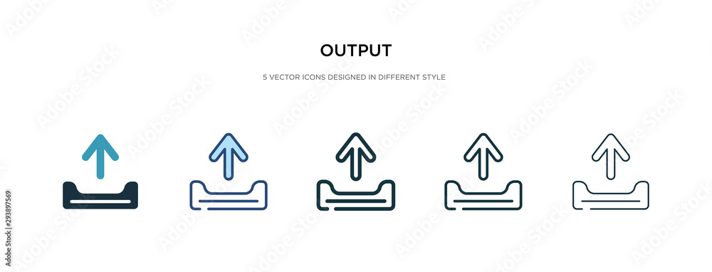 output icon in different style vector illustration. two colored and ...
