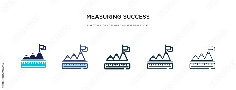 measuring success icon in different style vector illustration. two ...