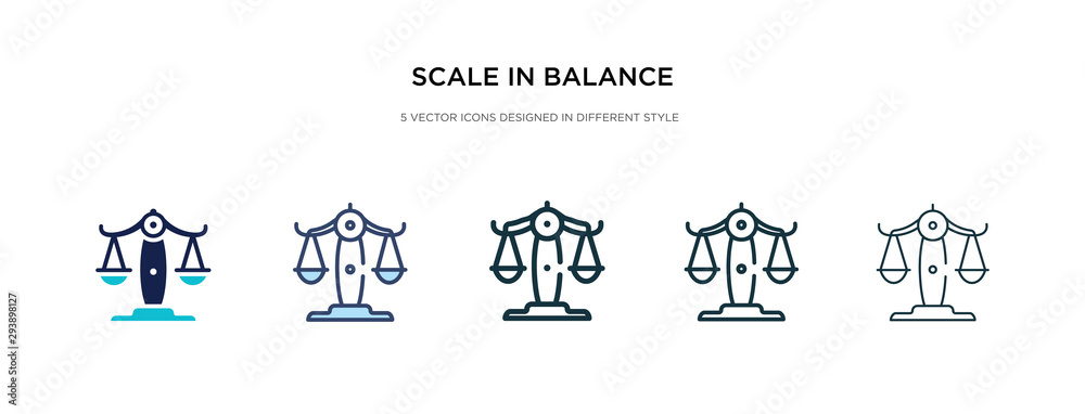 scale in balance icon in different style vector illustration. two ...