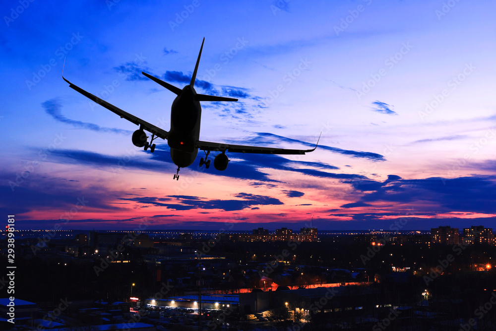 Airplane Taking Off At Night
