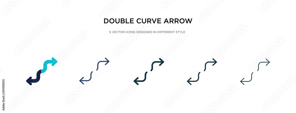 double curve arrow icon in different style vector illustration. two ...