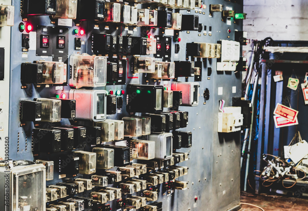 Relay room of an old electrical substation Stock Photo | Adobe Stock
