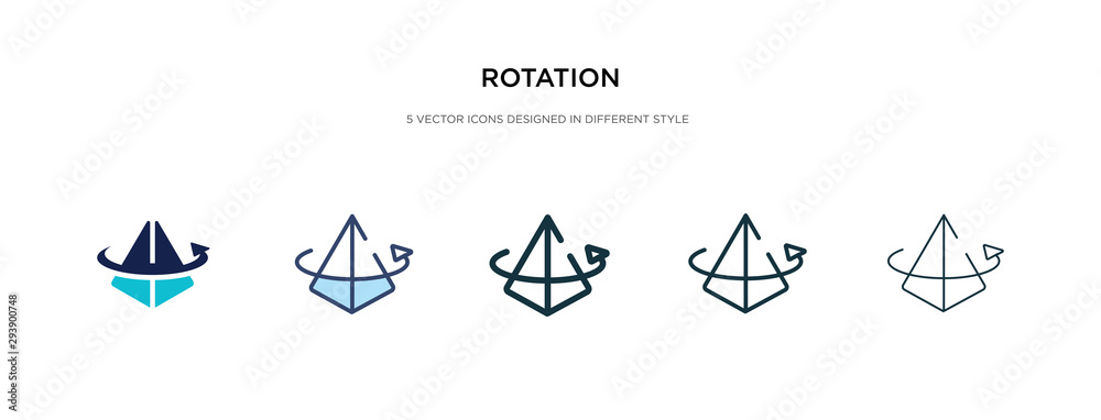 rotation icon in different style vector illustration. two colored and ...