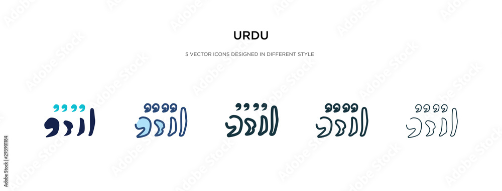 urdu icon in different style vector illustration. two colored and black ...