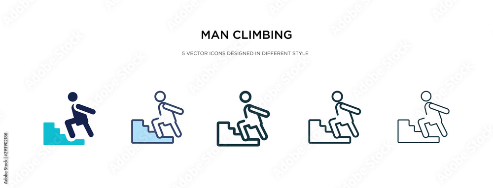 man climbing icon in different style vector illustration. two colored ...