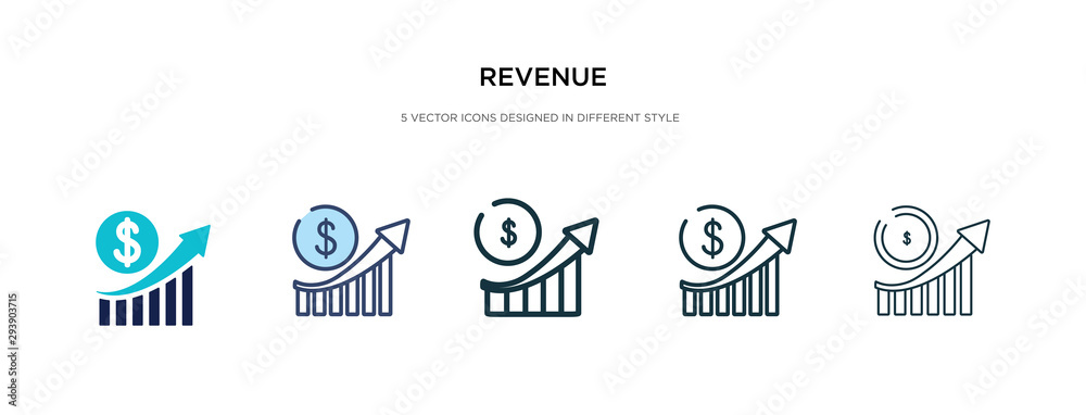 revenue icon in different style vector illustration. two colored and ...