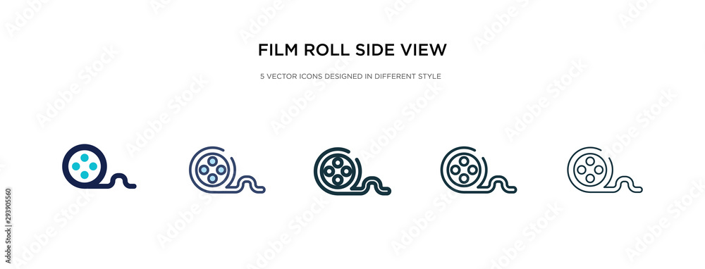 film roll side view icon in different style vector illustration. two ...