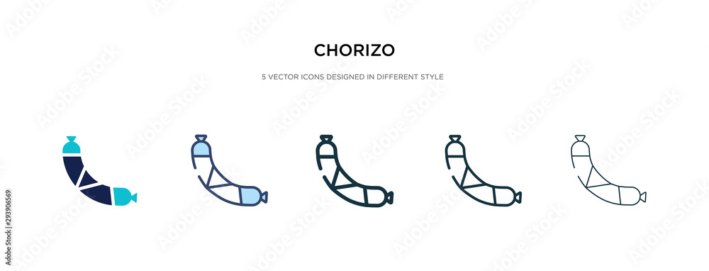 chorizo icon in different style vector illustration. two colored and ...
