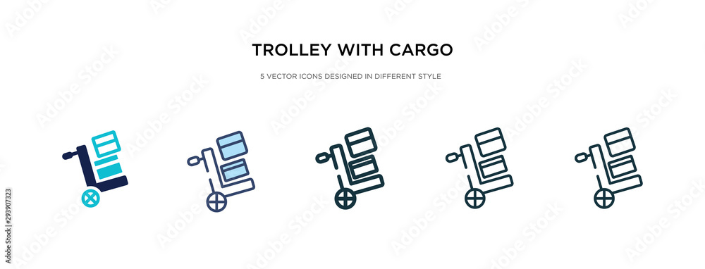 trolley with cargo icon in different style vector illustration. two ...