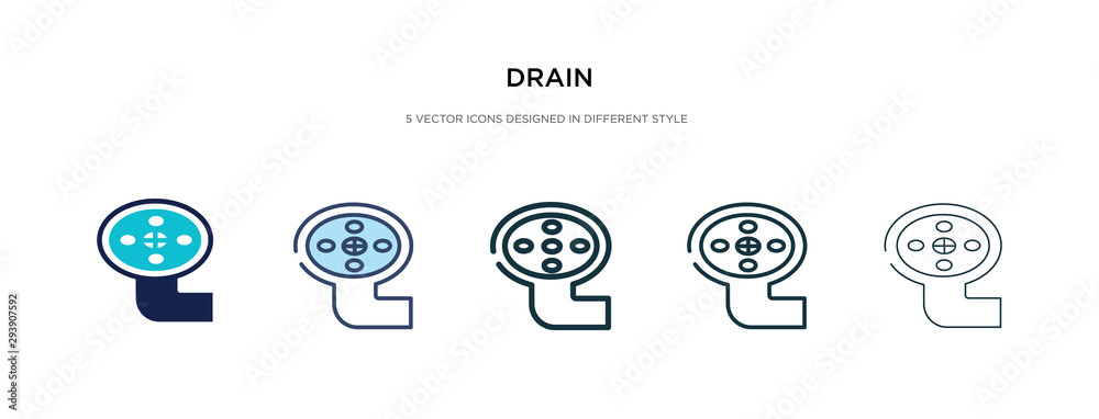 drain icon in different style vector illustration. two colored and ...