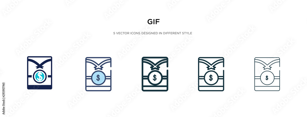 gif icon in different style vector illustration. two colored and black ...