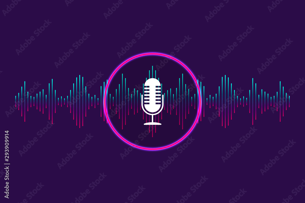 Voice control, recognition voice background. Digital soundwave, voice ...