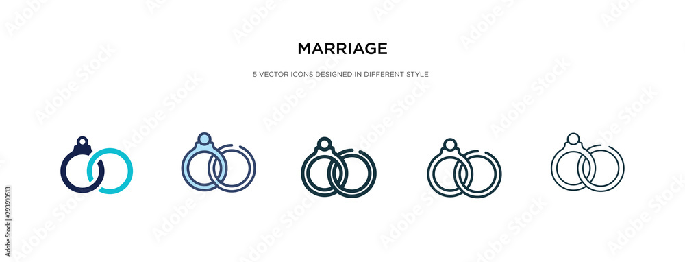 marriage icon in different style vector illustration. two colored and ...