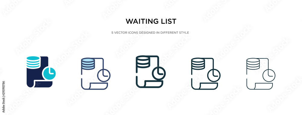 waiting list icon in different style vector illustration. two colored ...