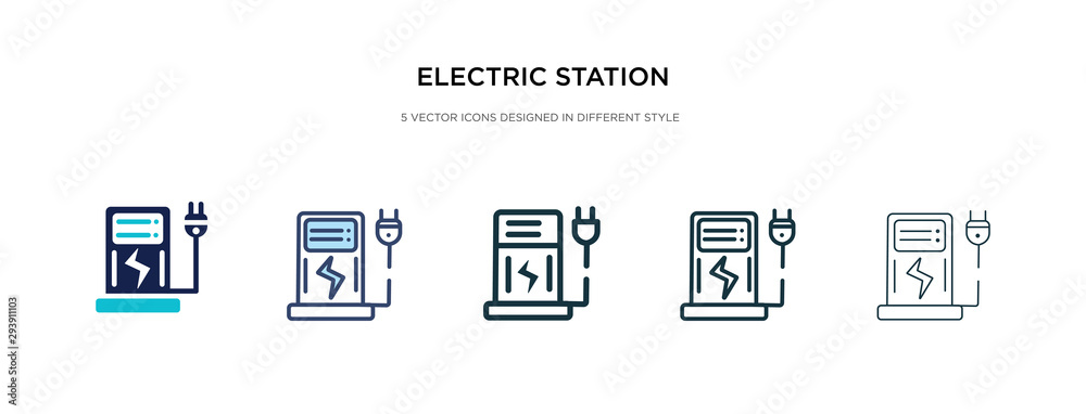electric station icon in different style vector illustration. two ...