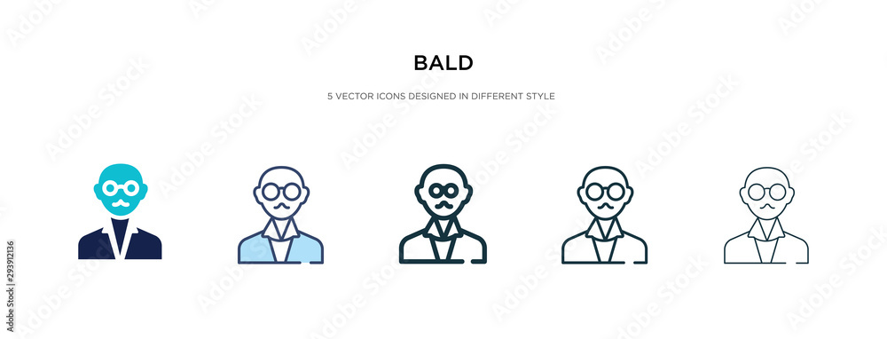 bald icon in different style vector illustration. two colored and black ...