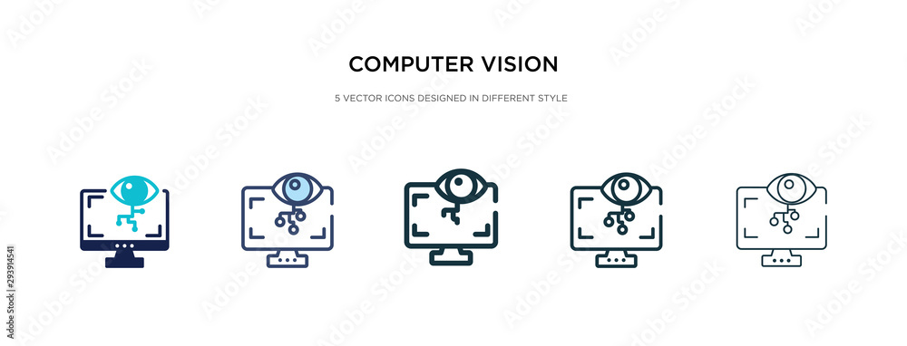 computer vision icon in different style vector illustration. two ...