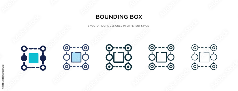 bounding box icon in different style vector illustration. two colored ...