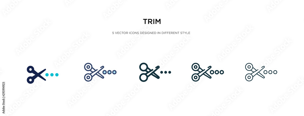 trim icon in different style vector illustration. two colored and black ...