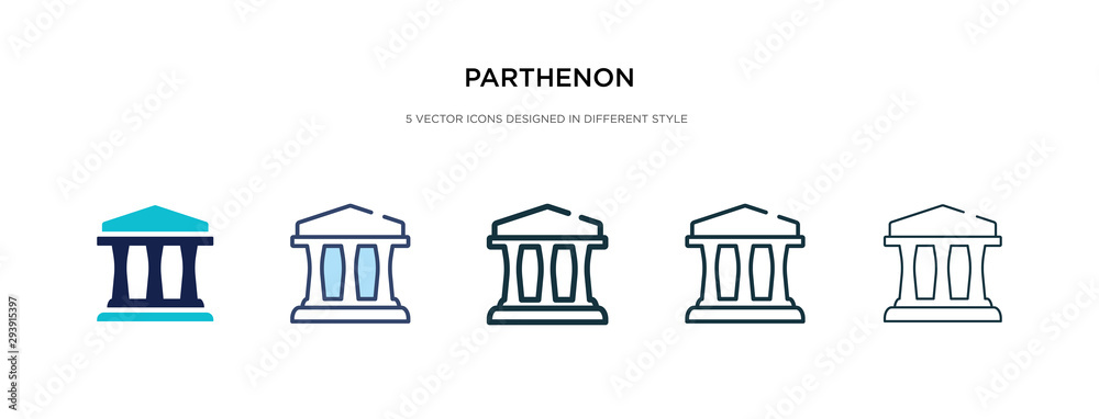 parthenon icon in different style vector illustration. two colored and ...