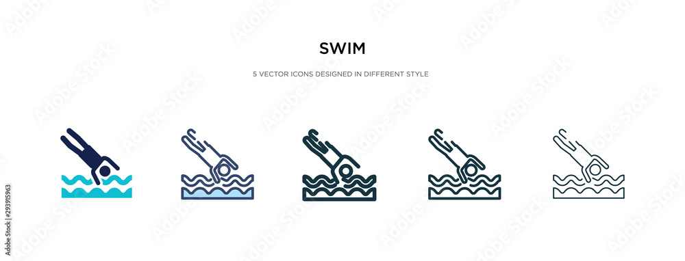 swim icon in different style vector illustration. two colored and black ...