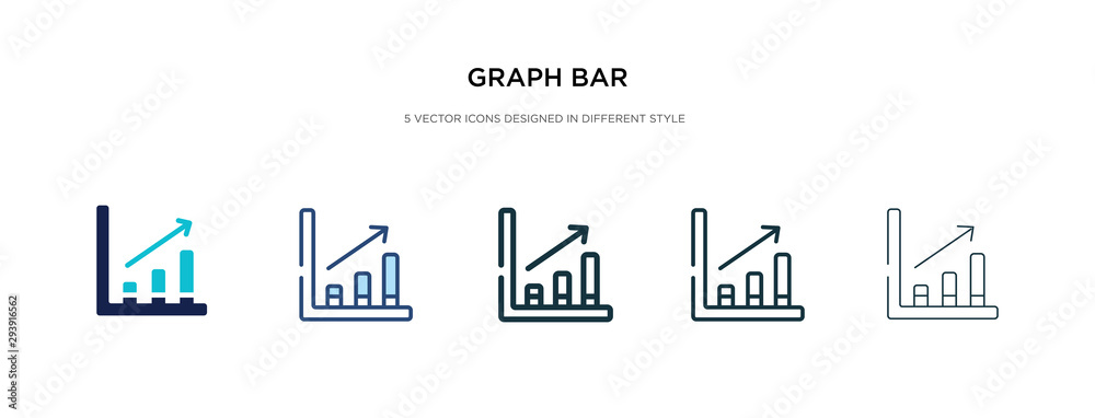 graph bar icon in different style vector illustration. two colored and ...