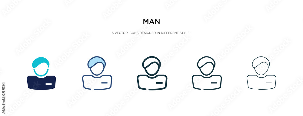 man icon in different style vector illustration. two colored and black ...