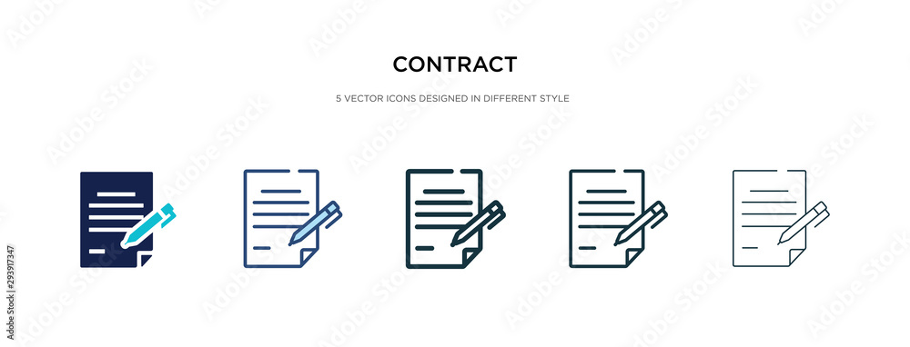 contract icon in different style vector illustration. two colored and ...