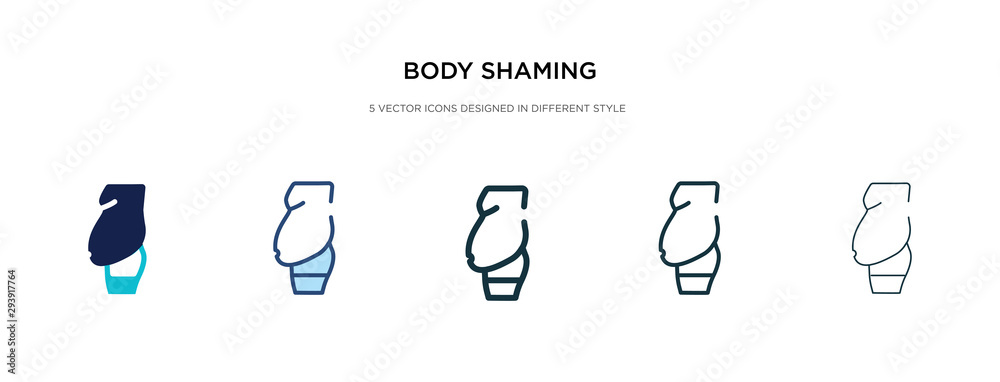 body shaming icon in different style vector illustration. two colored ...
