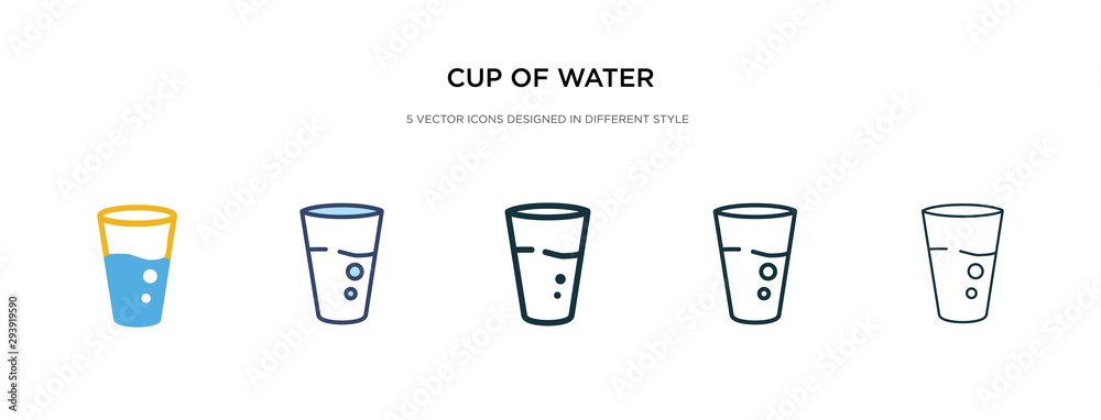 cup of water icon in different style vector illustration. two colored ...
