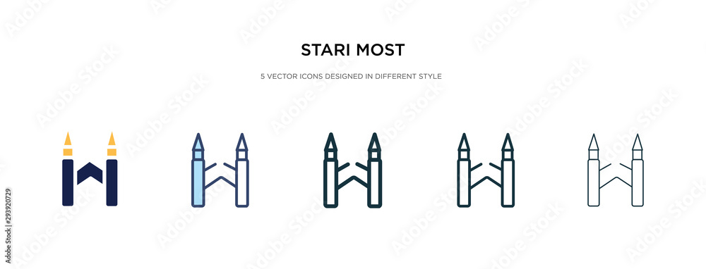 stari most icon in different style vector illustration. two colored and ...