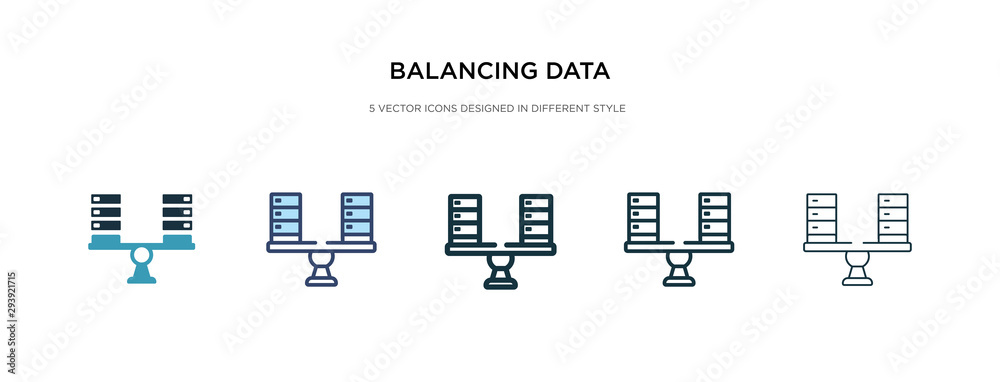 balancing data icon in different style vector illustration. two colored and black balancing data ...