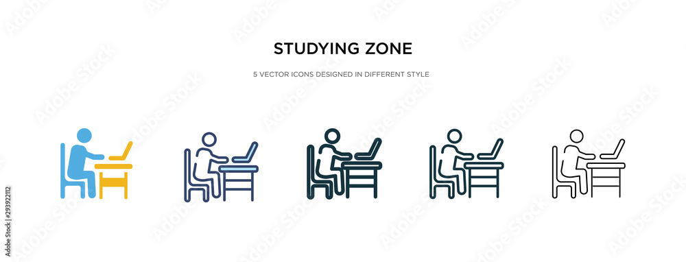 studying zone icon in different style vector illustration. two colored ...