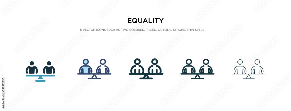 equality icon in different style vector illustration. two colored and ...