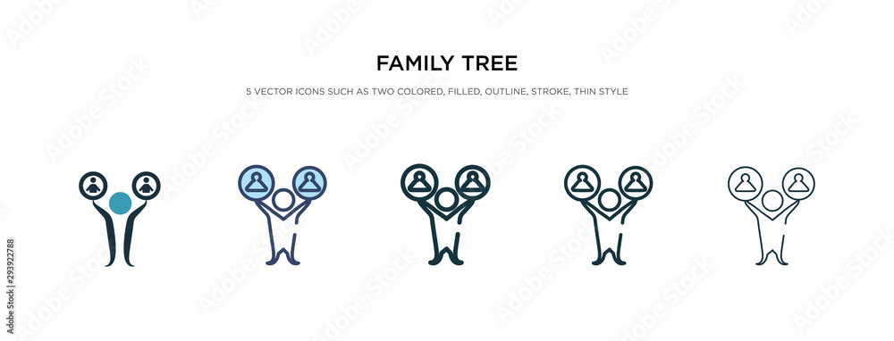 family tree icon in different style vector illustration. two colored ...
