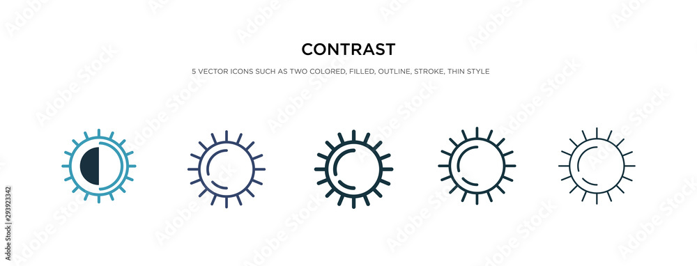 contrast icon in different style vector illustration. two colored and ...
