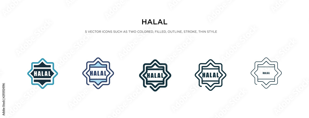 halal icon in different style vector illustration. two colored and ...