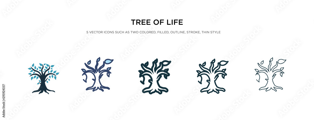 tree of life icon in different style vector illustration. two colored ...