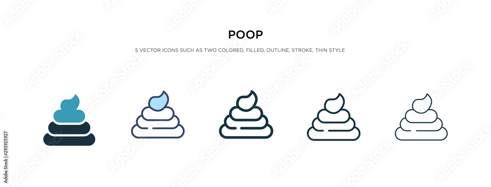 poop icon in different style vector illustration. two colored and black ...